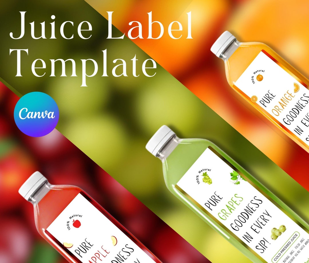 Editable Juice Bottle Label Template, Canva Design (digital Download ...