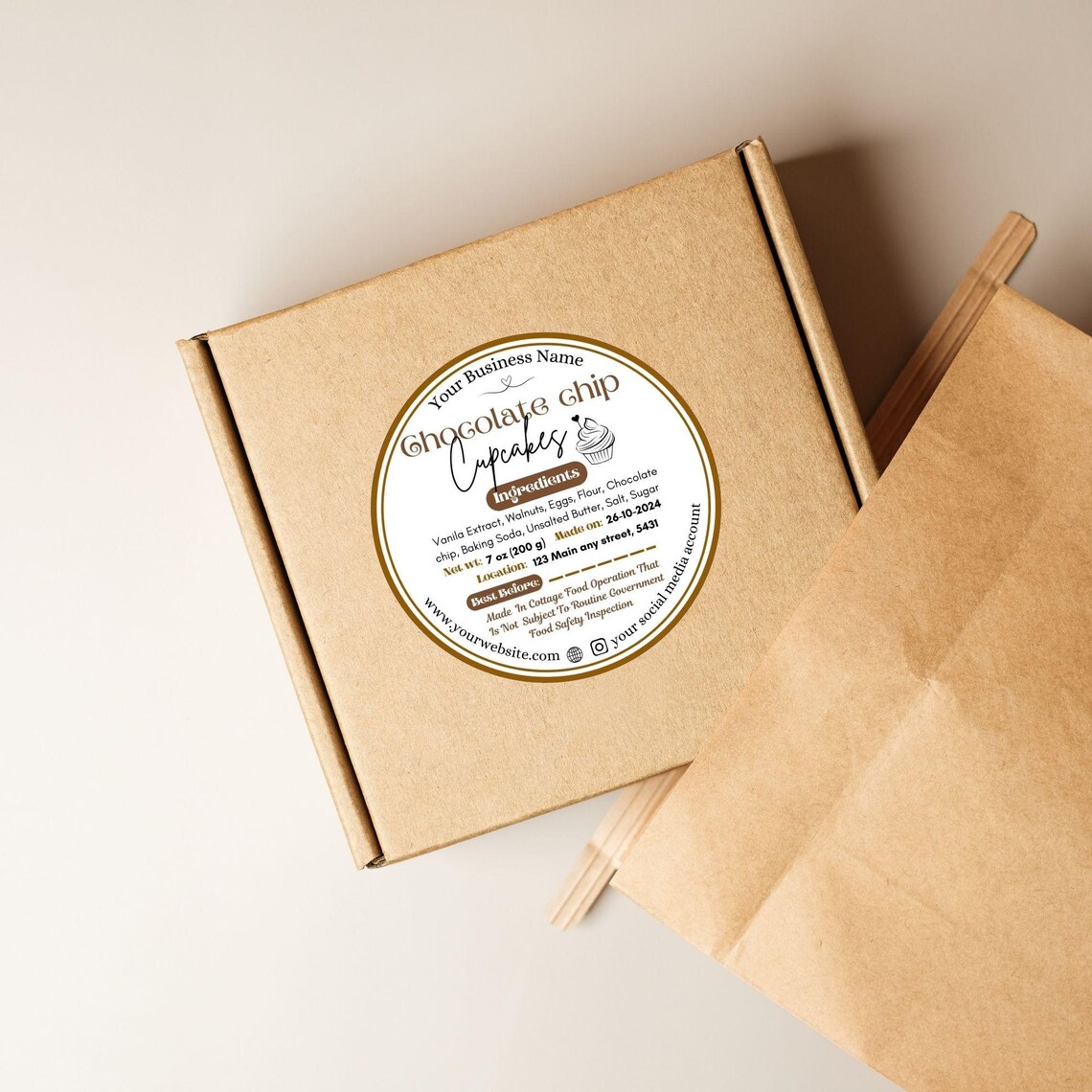 Editable Cupcake Food Label Template, Small Business (digital Download ...