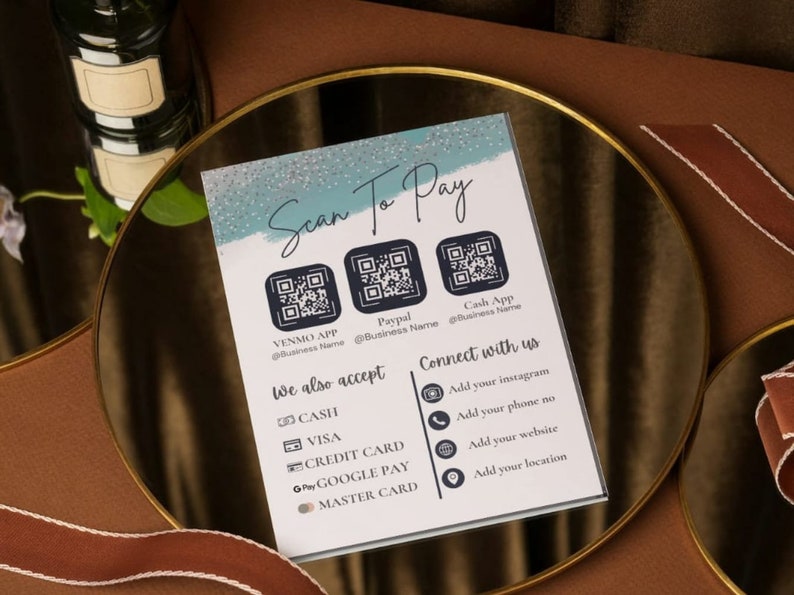 Customizable QR Code Payment Sign Template, Cashapp, Paypal, Google Pay ...