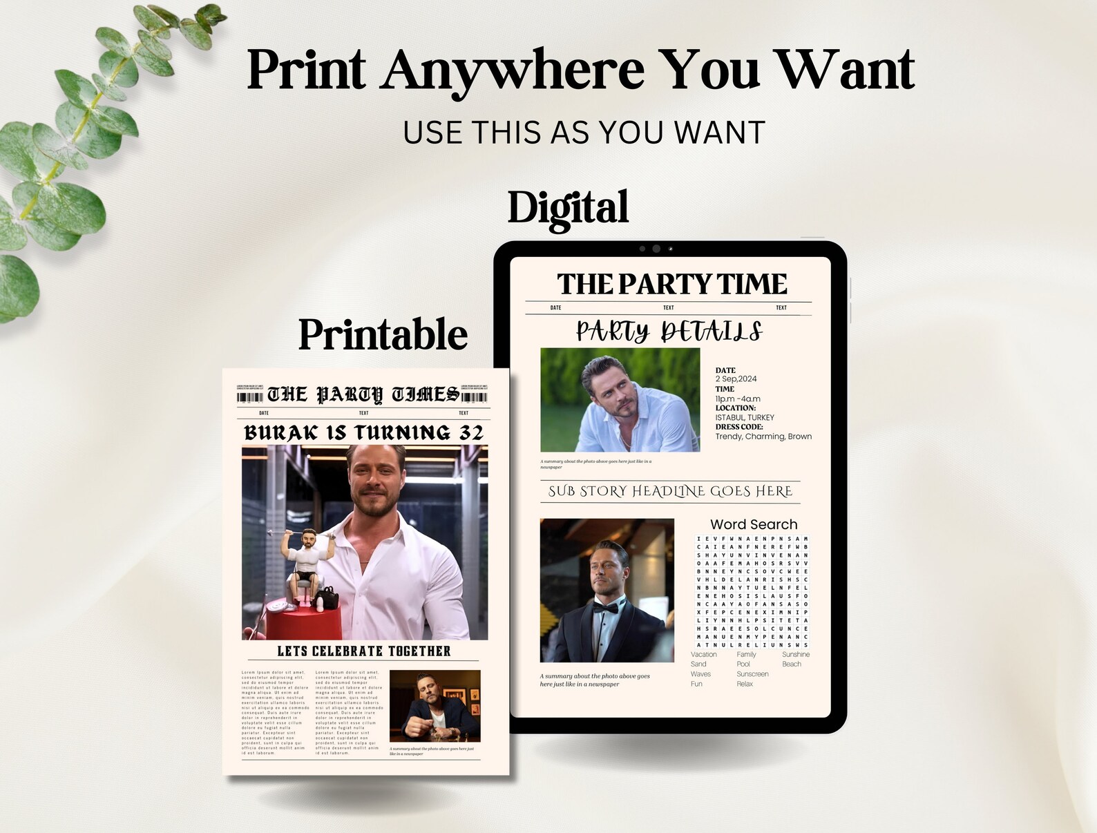 Canva Birthday Newspaper Template, Newspaper Birthday Announcement ...