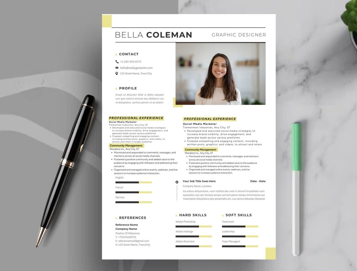 ATS Friendly Resume Template for Canva, CV Template, Professional ...