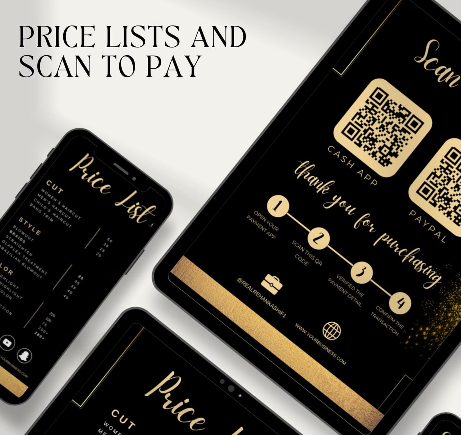 Price List Template, Scan to Pay, Printable Price List, QR Code Sign ...