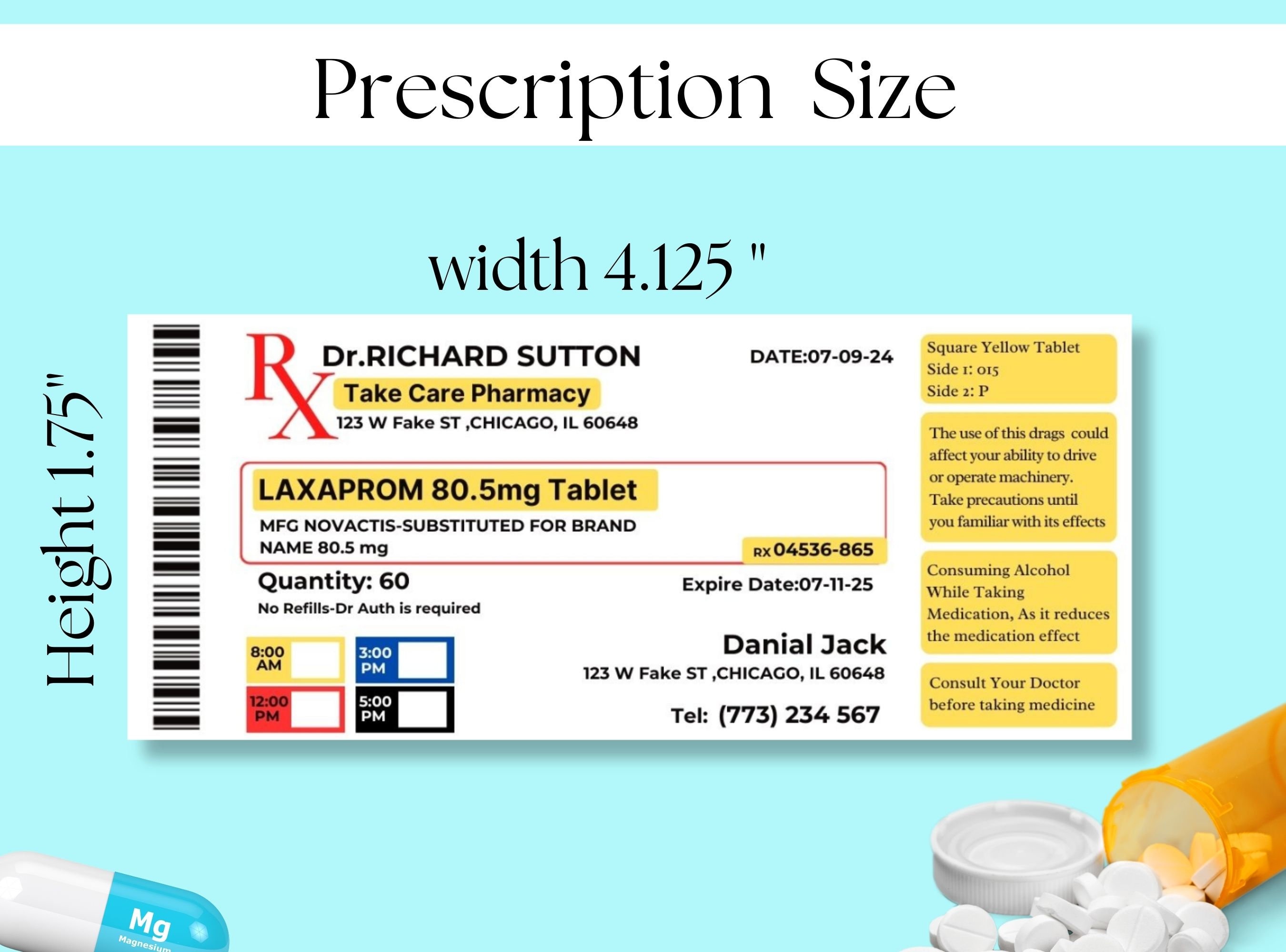 Prescription Label Template, Pill Bottle Label, RX Bottle Label ...