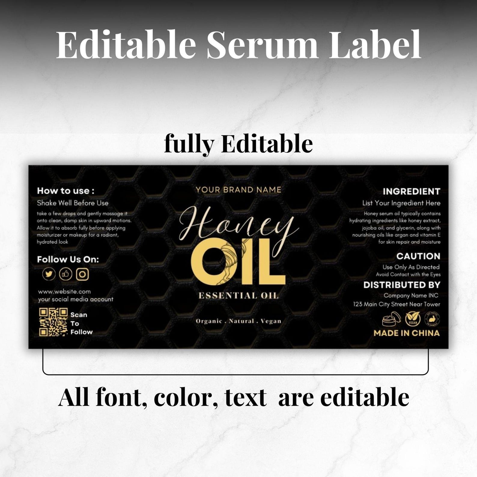 Dropper Bottle Label Template, Tincture Label, Essential Oil, Hair Oil ...