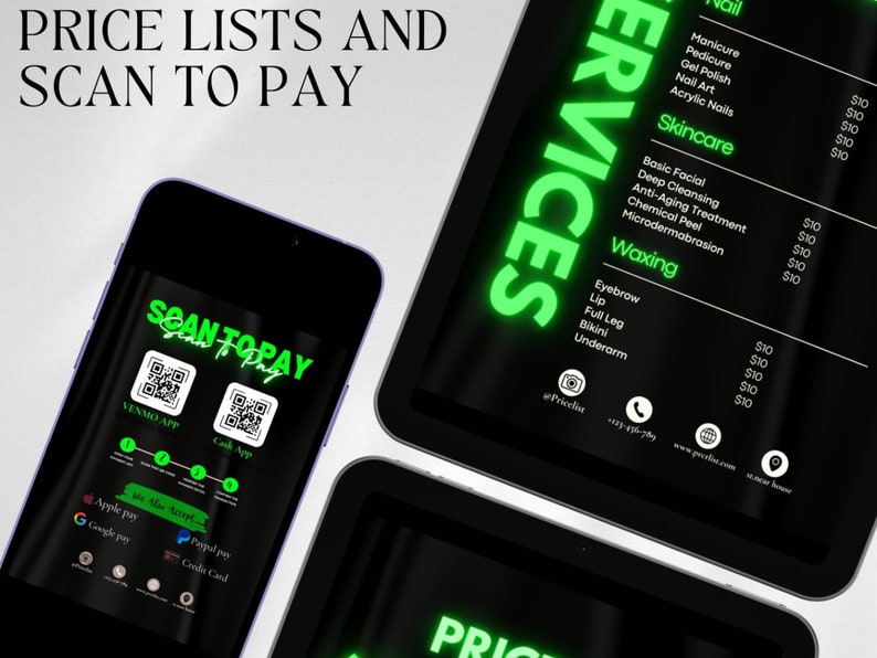 Price List Template Canva, Scan to Pay, Printable Price List, QR Code ...