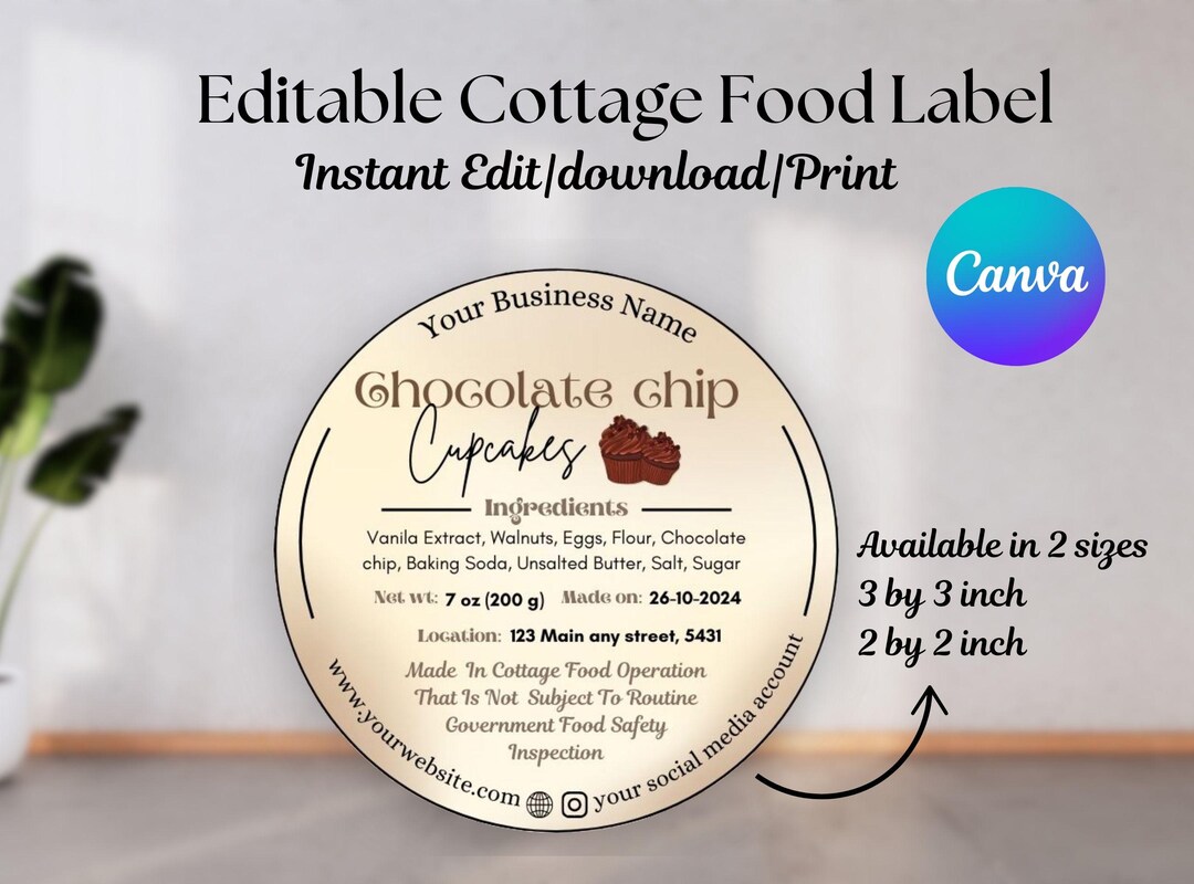 Cottage Food Label, Ingredient Label Stickers, DIY Label, Small ...