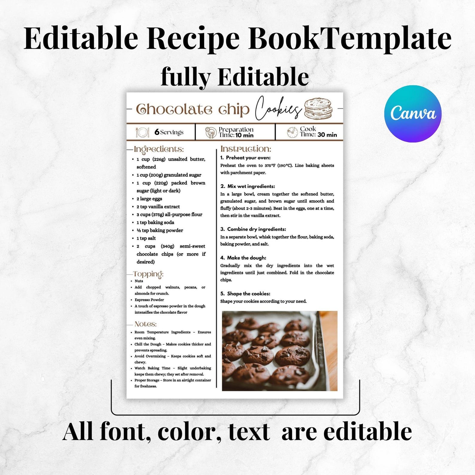 Printable Recipe Book Template: Editable Cookbook (A4/US Letter ...