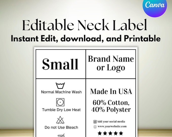 Custom Neck Label Template, 2x2 Tagless Clothing Tag (canva, PDF) - Etsy