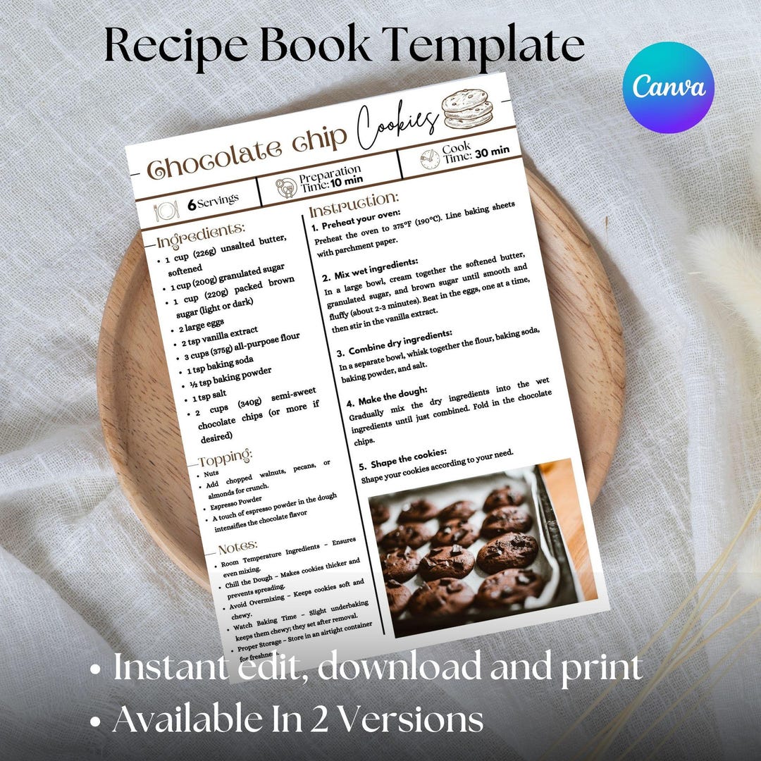 Printable Recipe Book Template: Editable Cookbook (A4/US Letter ...