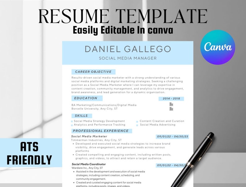 ATS Friendly Resume, CV Template, Cover Letter, Professional Resume ...