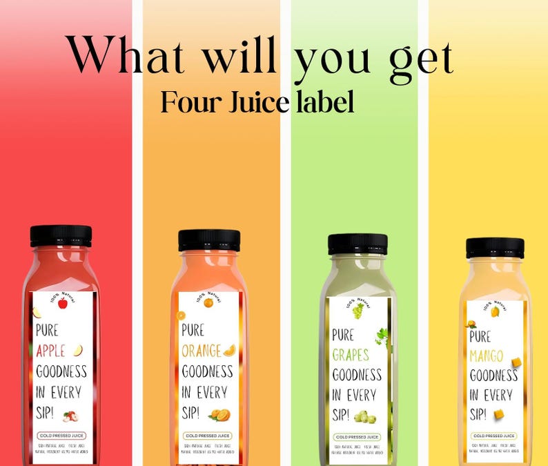 Editable Juice Bottle Label Template, Canva Design (digital Download ...
