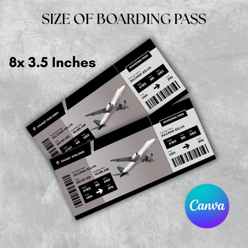Editable Boarding Pass Template, Surprise Vacation Gift (canva) - Etsy