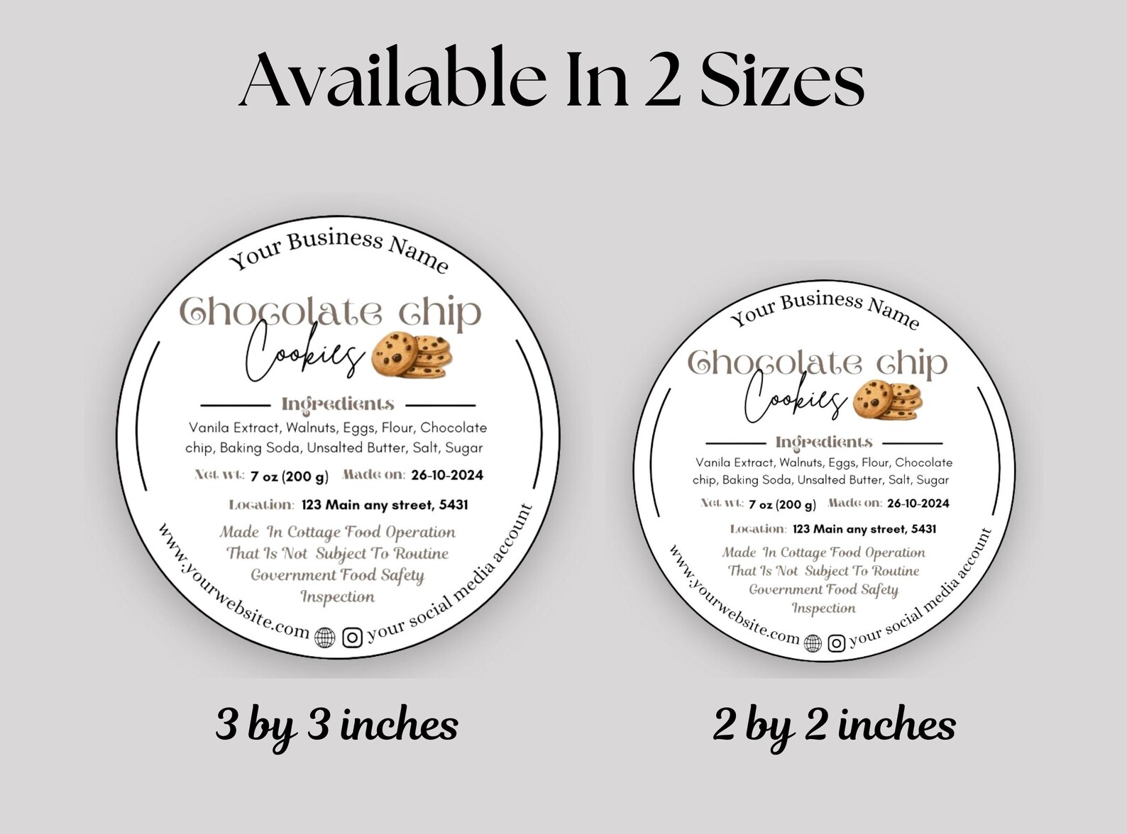Cottage Food Label, Ingredient Label Template, Bakery Label, Small ...