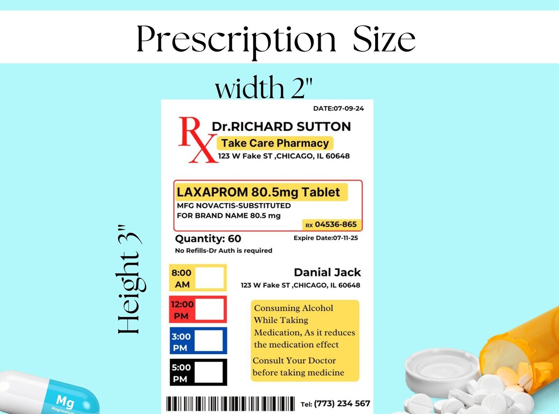 Editable Prescription Label Template, Pill Bottle Label, RX Bottle ...