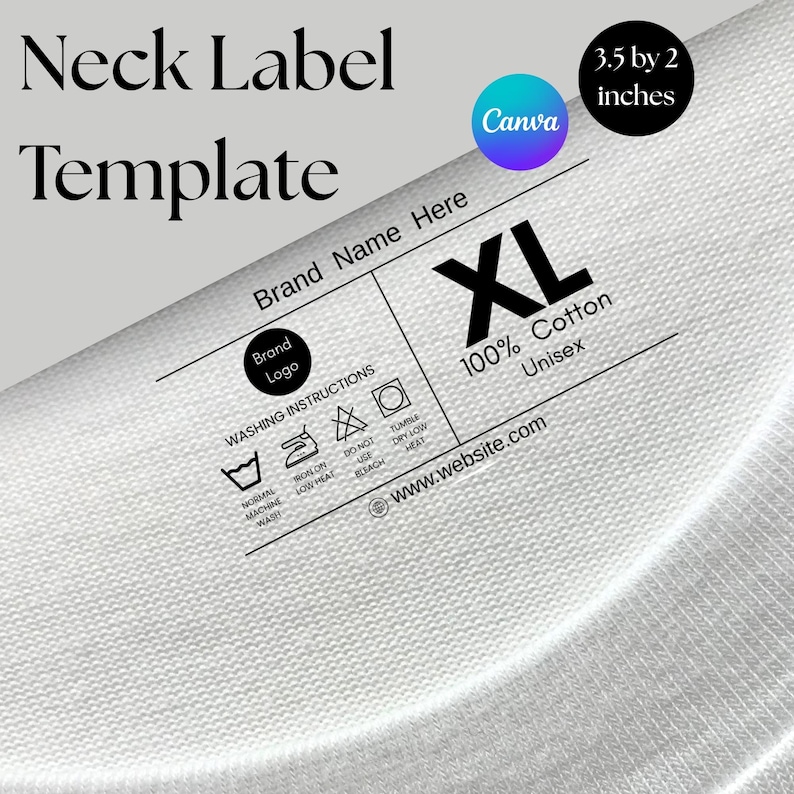 Neck Label Template, Custom Tagless Label, Neck Labels, Custom Clothing ...