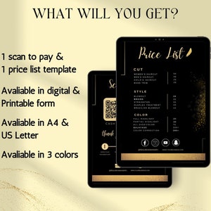 Price List Template, Scan to Pay, Printable Price List, QR Code Sign ...