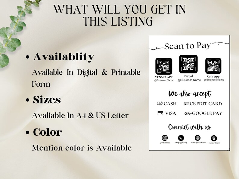 Customizable Scan to Pay Template: Small Business QR Code Sign (digital ...
