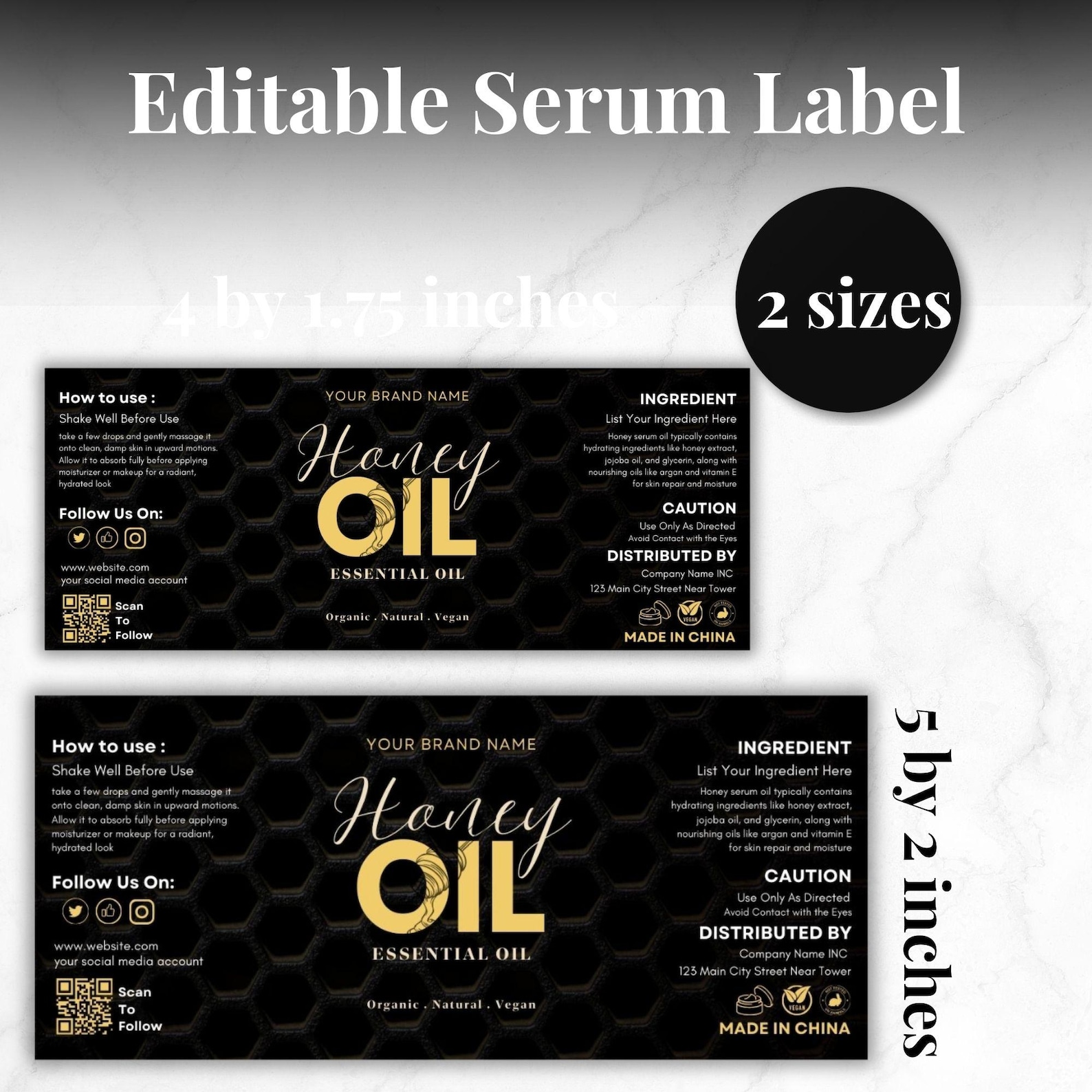 Dropper Bottle Label Template, Tincture Label, Essential Oil, Hair Oil ...