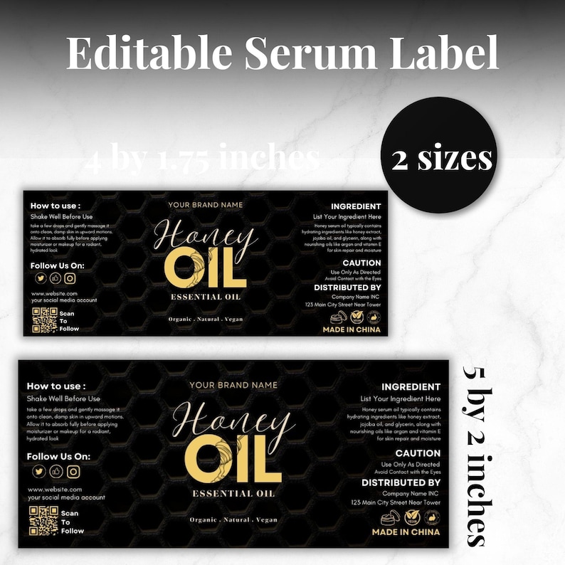 Dropper Bottle Label Template, Tincture Label, Essential Oil, Hair Oil ...