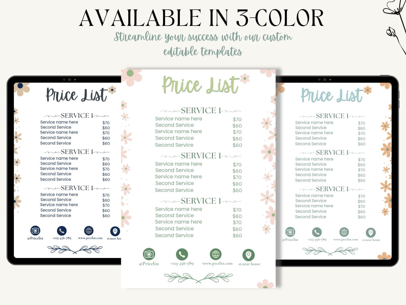 Editable Price List Template, Printable Price List, Beauty Price List ...