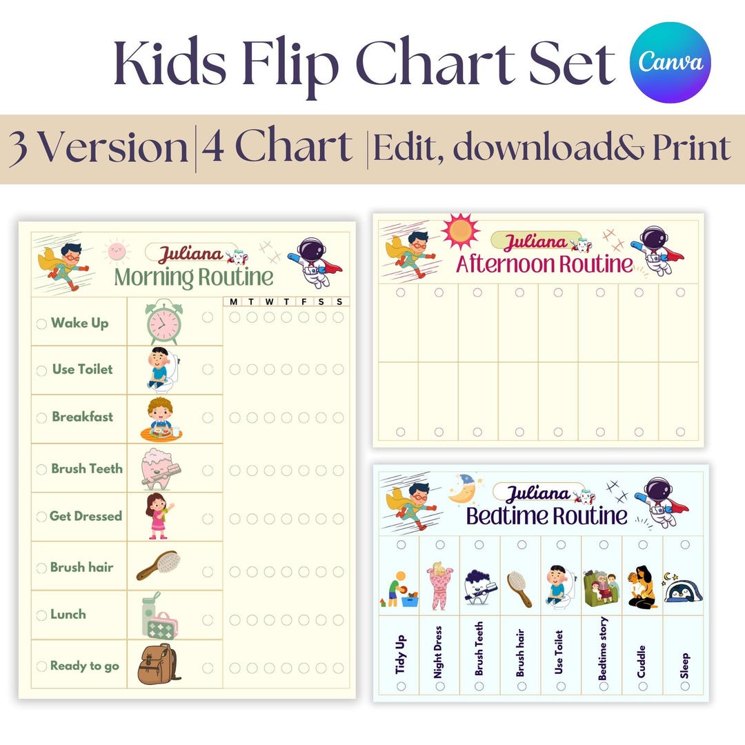 Routine Flip Chart, Kids Daily Routine Cards, Visual Schedule for Kids ...