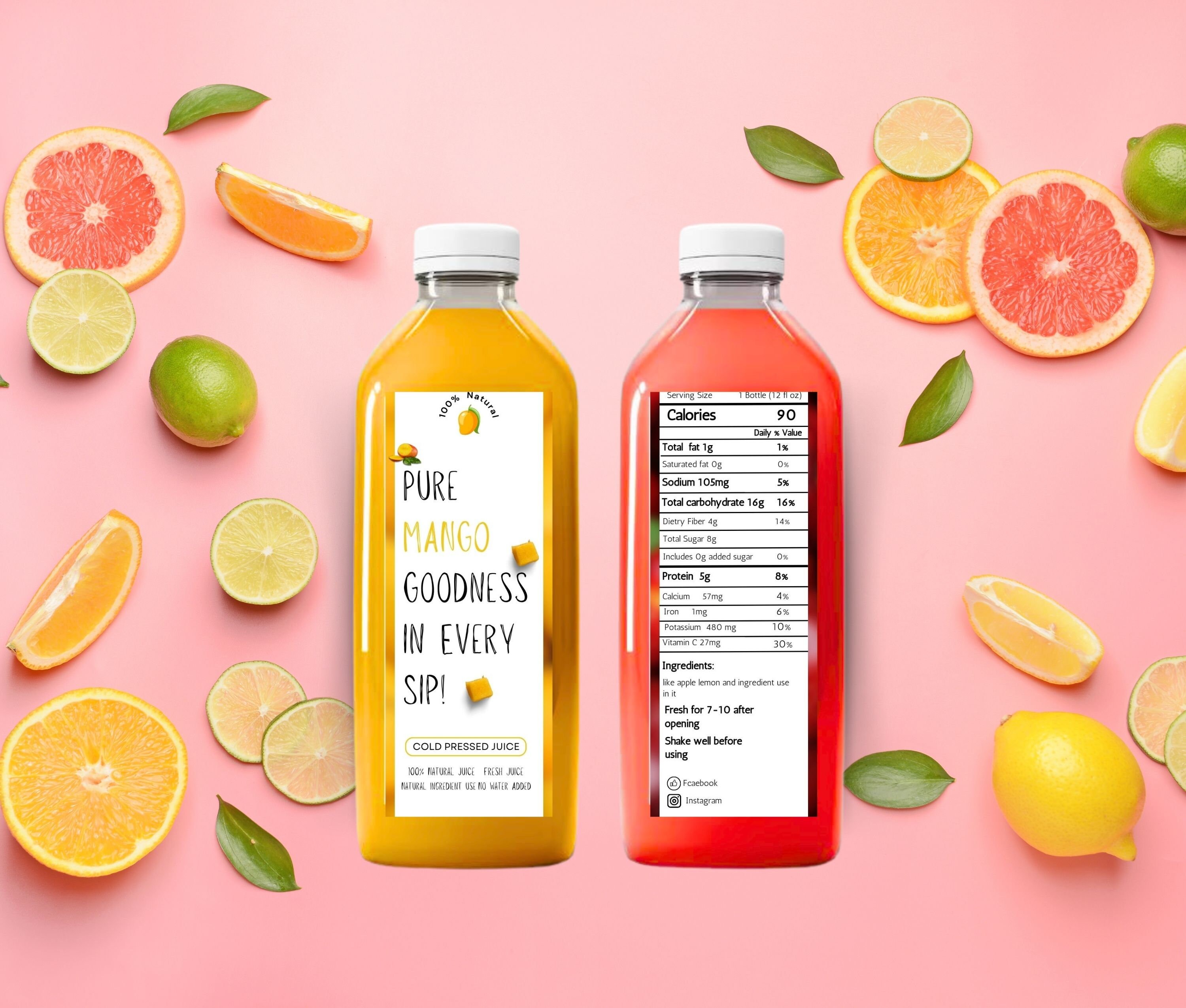 Juice Bottle Label Template, Juice Bottle Label, Editable Juice Labels ...