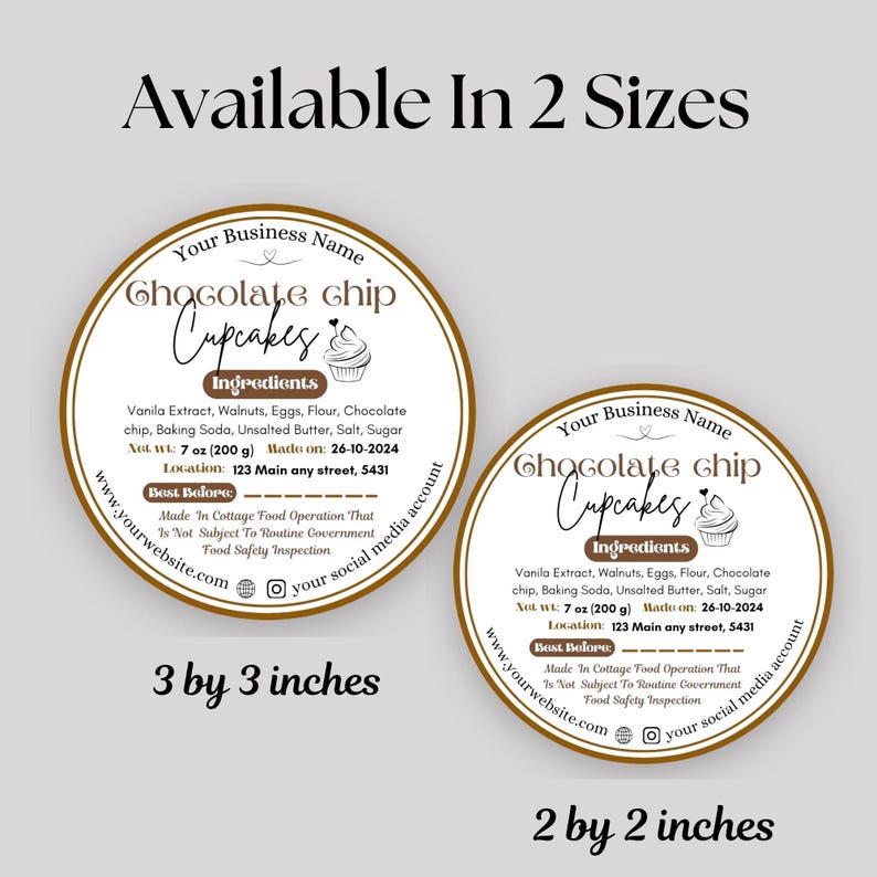 Editable Cupcake Food Label Template, Small Business (digital Download ...