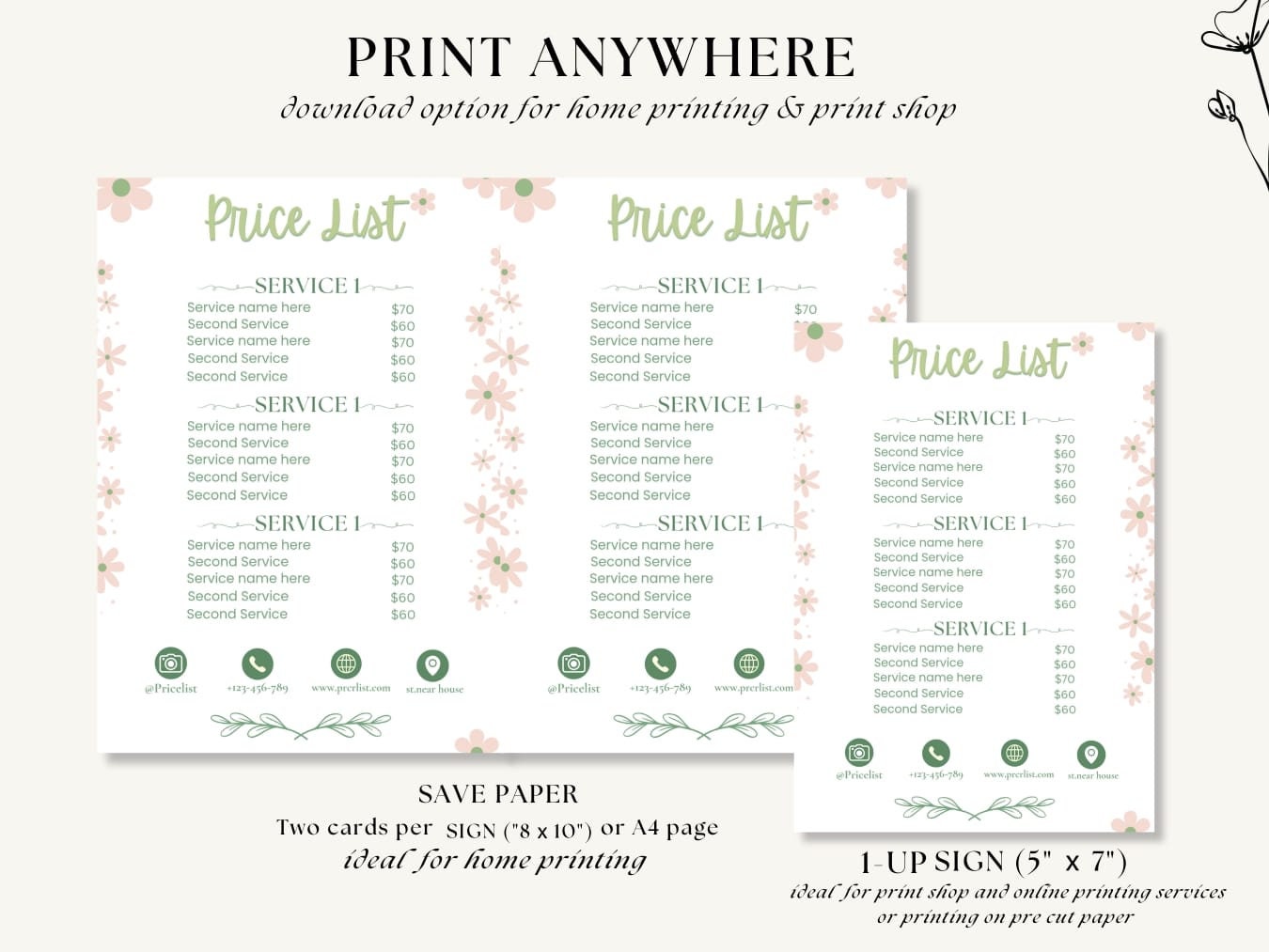 Editable Price List Template, Printable Price List, Beauty Price List ...