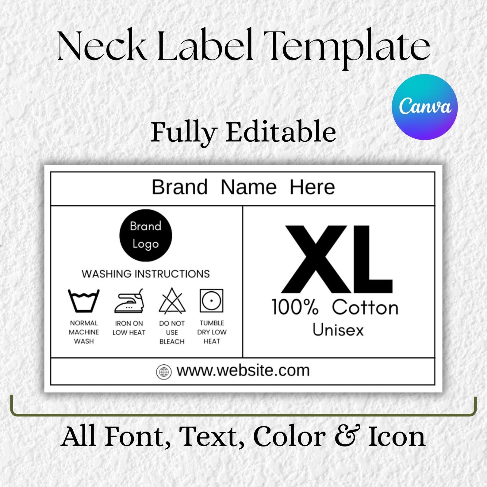 Neck Label Template, Custom Tagless Label, Neck Labels, Custom Clothing ...