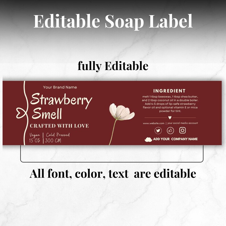 Editable Soap Label Template: 9x2" Canva Design (PDF) - Etsy