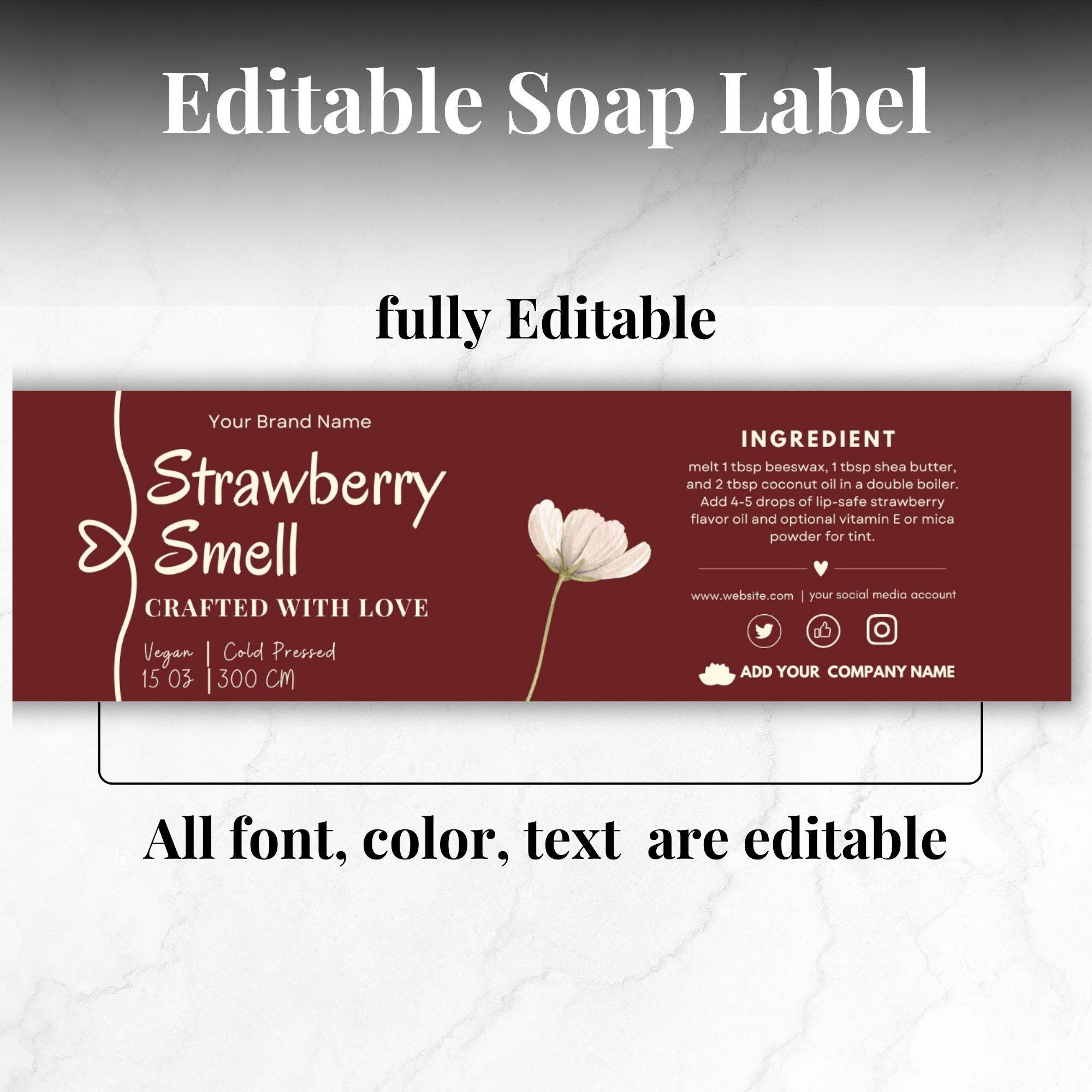 Editable Soap Label Template: 9x2" Canva Design (PDF) - Etsy