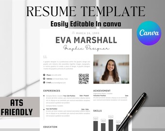 ATS Friendly Resume Template for Canva, CV Template, Professional ...
