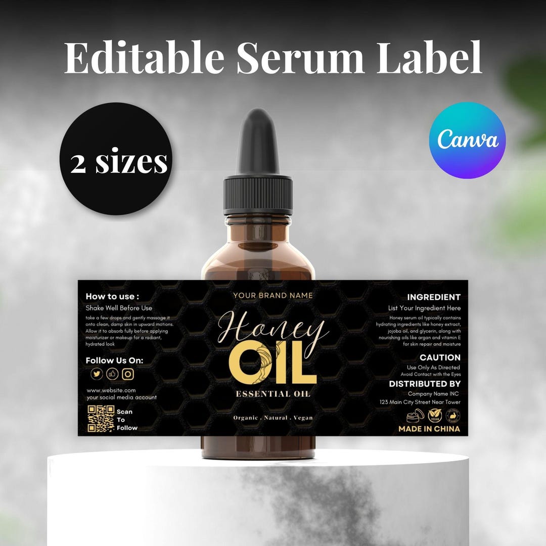 Dropper Bottle Label Template, Tincture Label, Essential Oil, Hair Oil ...