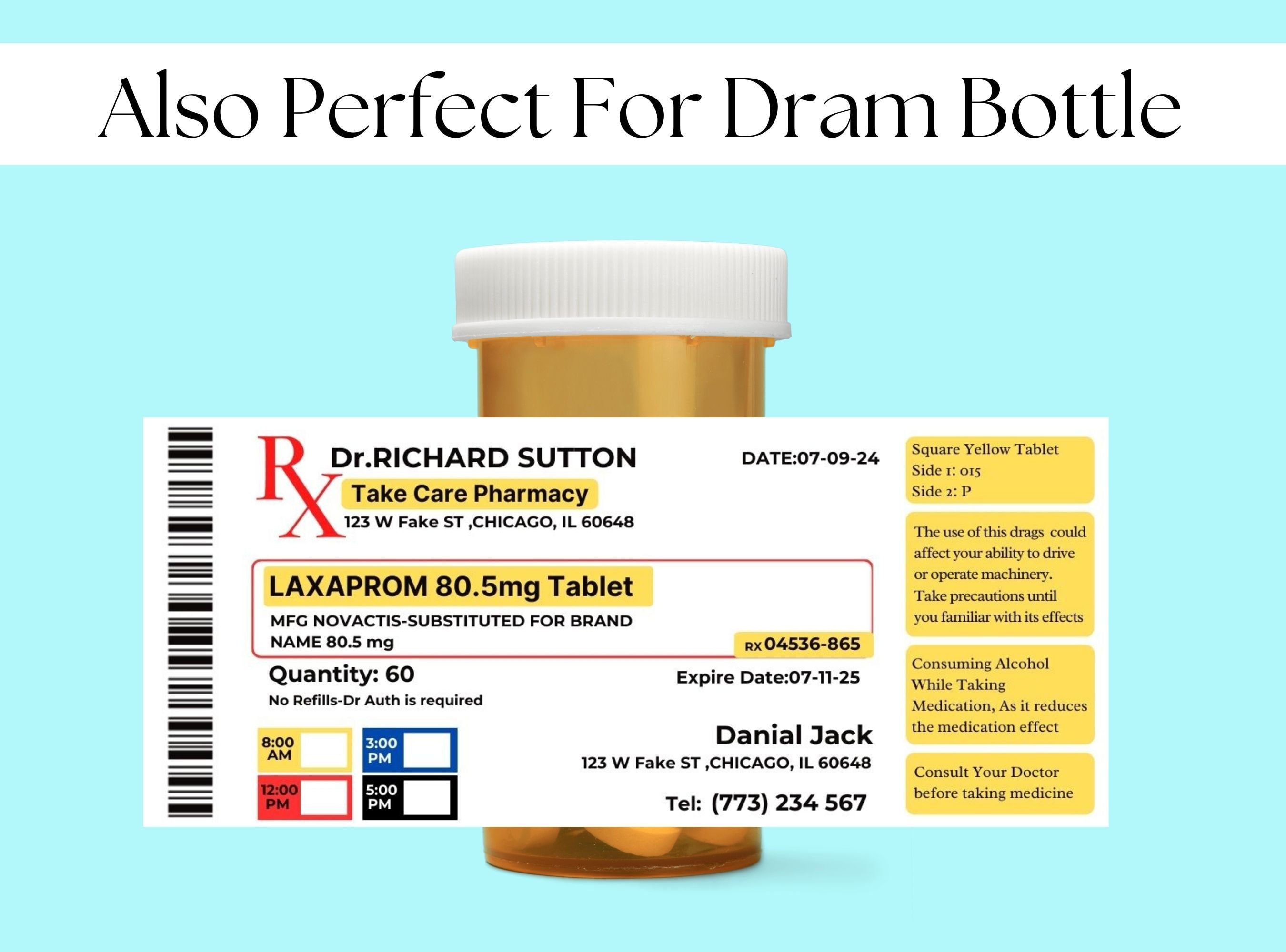 Prescription Label Template, Pill Bottle Label, RX Bottle Label ...