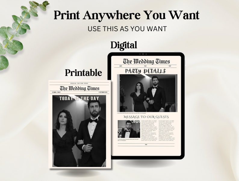 Newspaper Wedding Program Template: Editable Infographic (instant ...