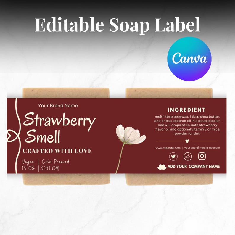 Editable Soap Label Template: 9x2" Canva Design (PDF) - Etsy