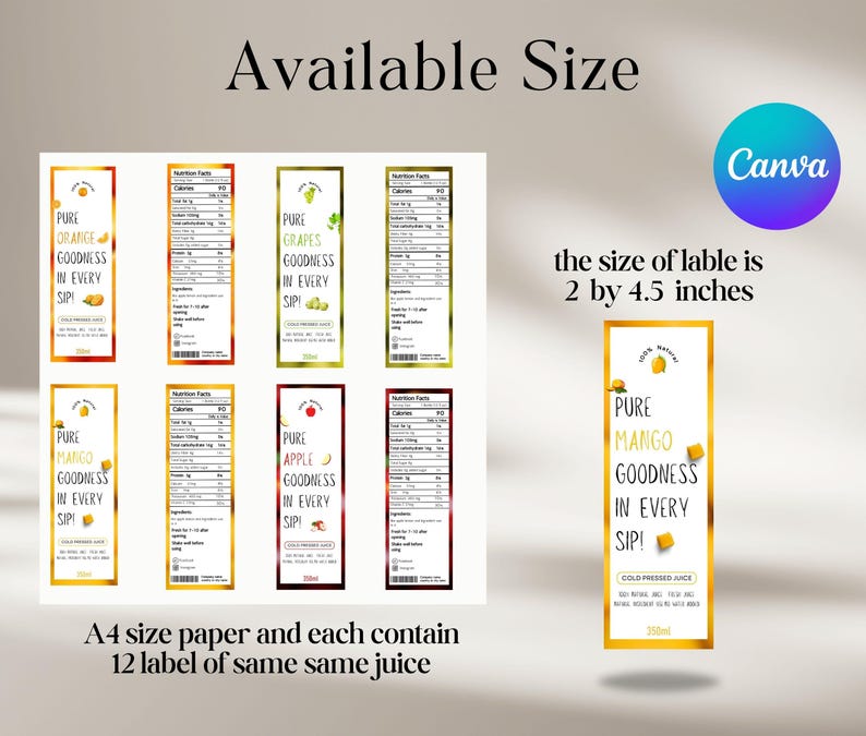 Juice Bottle Label Template, Juice Bottle Label, Editable Juice Labels ...