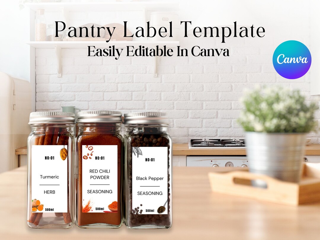 Pantry Labels Template, Minimalist Labels for Pantry, Printable Kitchen ...