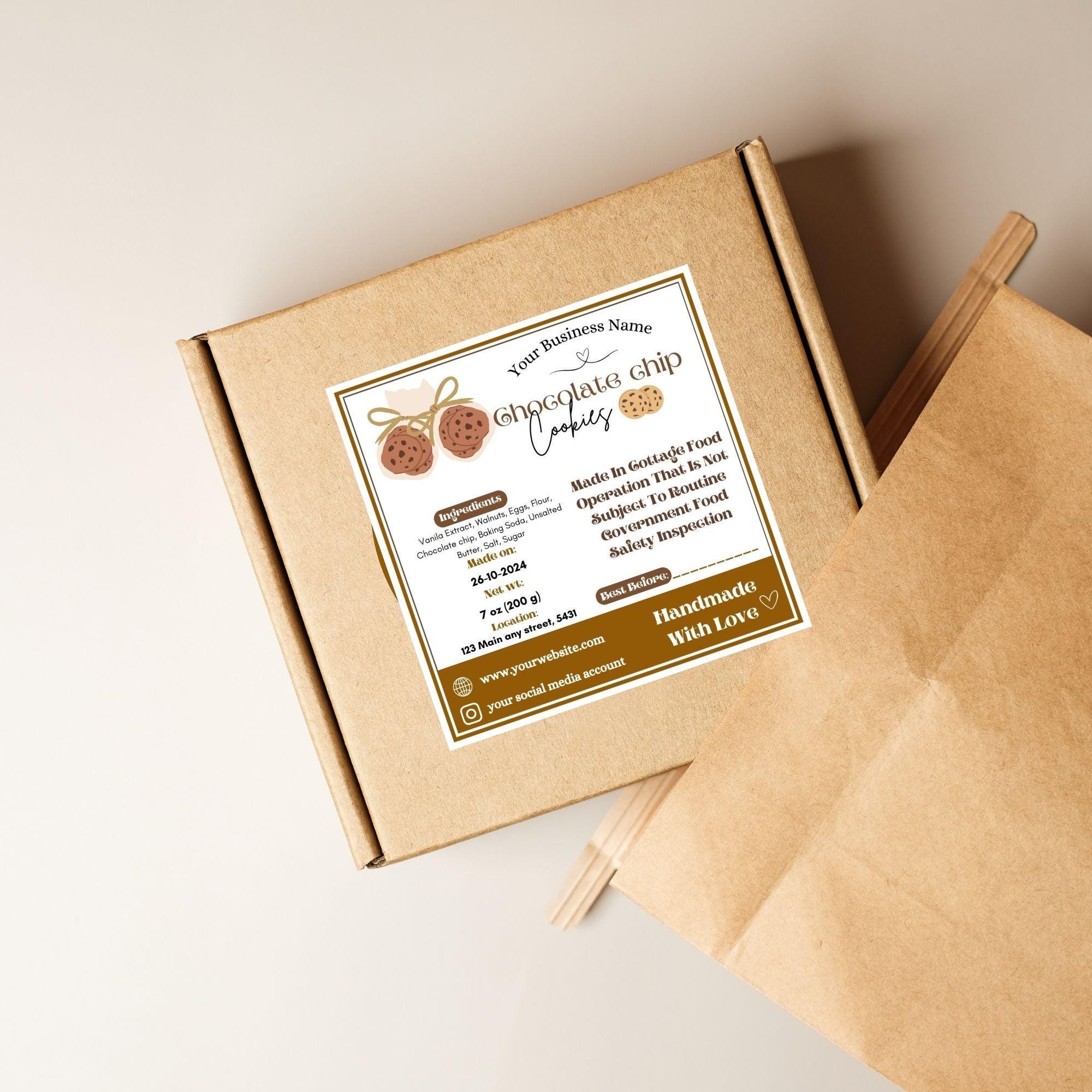 Cottage Food Label, Ingredient Label Template, Bakery Label, Small ...