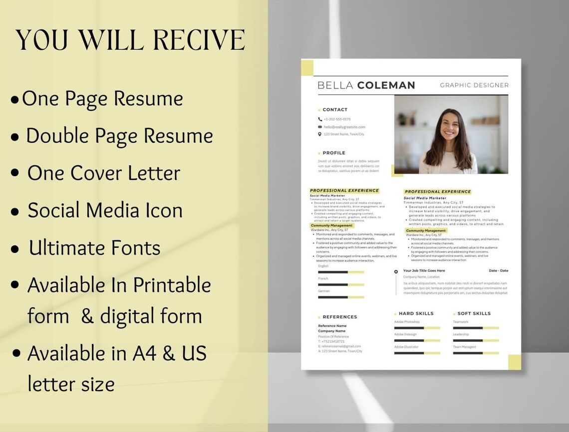 ATS Friendly Resume Template for Canva, CV Template, Professional ...