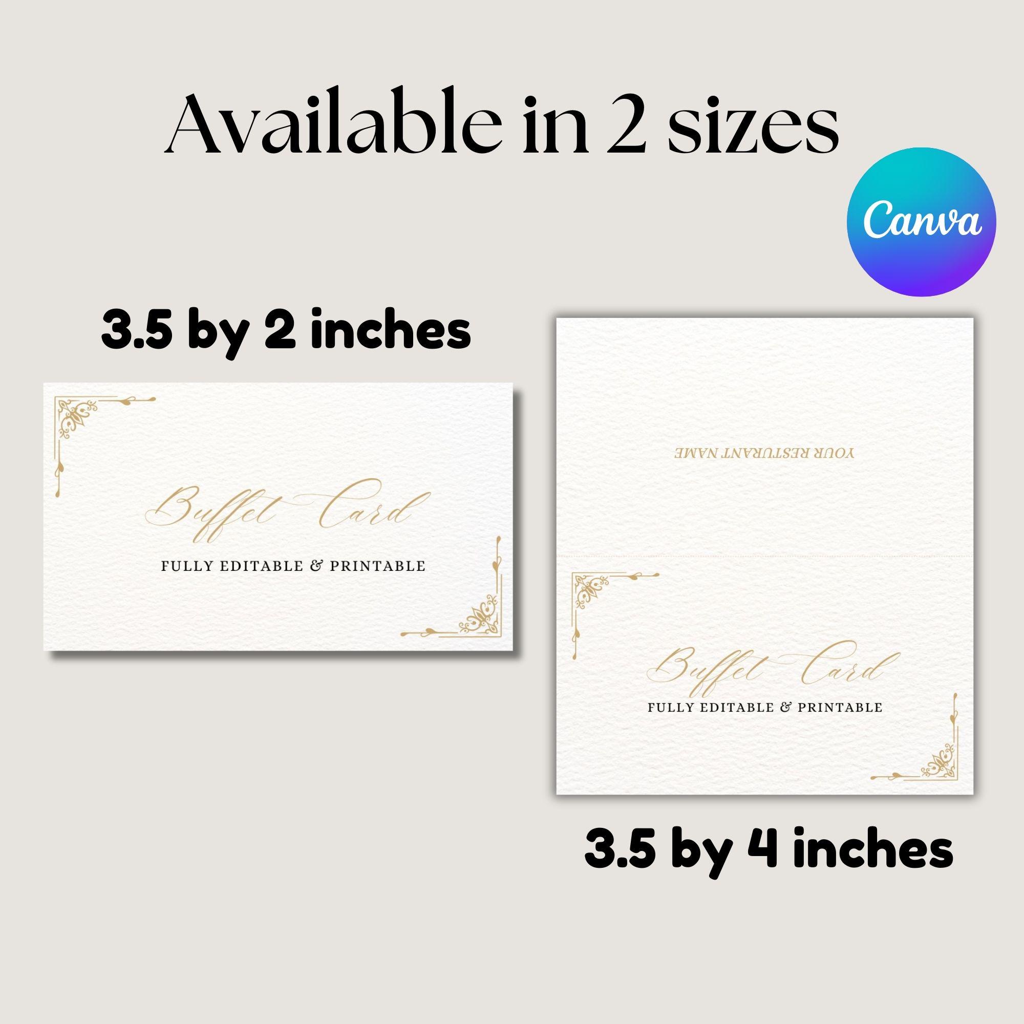 Buffet Card Template, Editable Buffet Cards, Wedding Buffet, Buffet ...