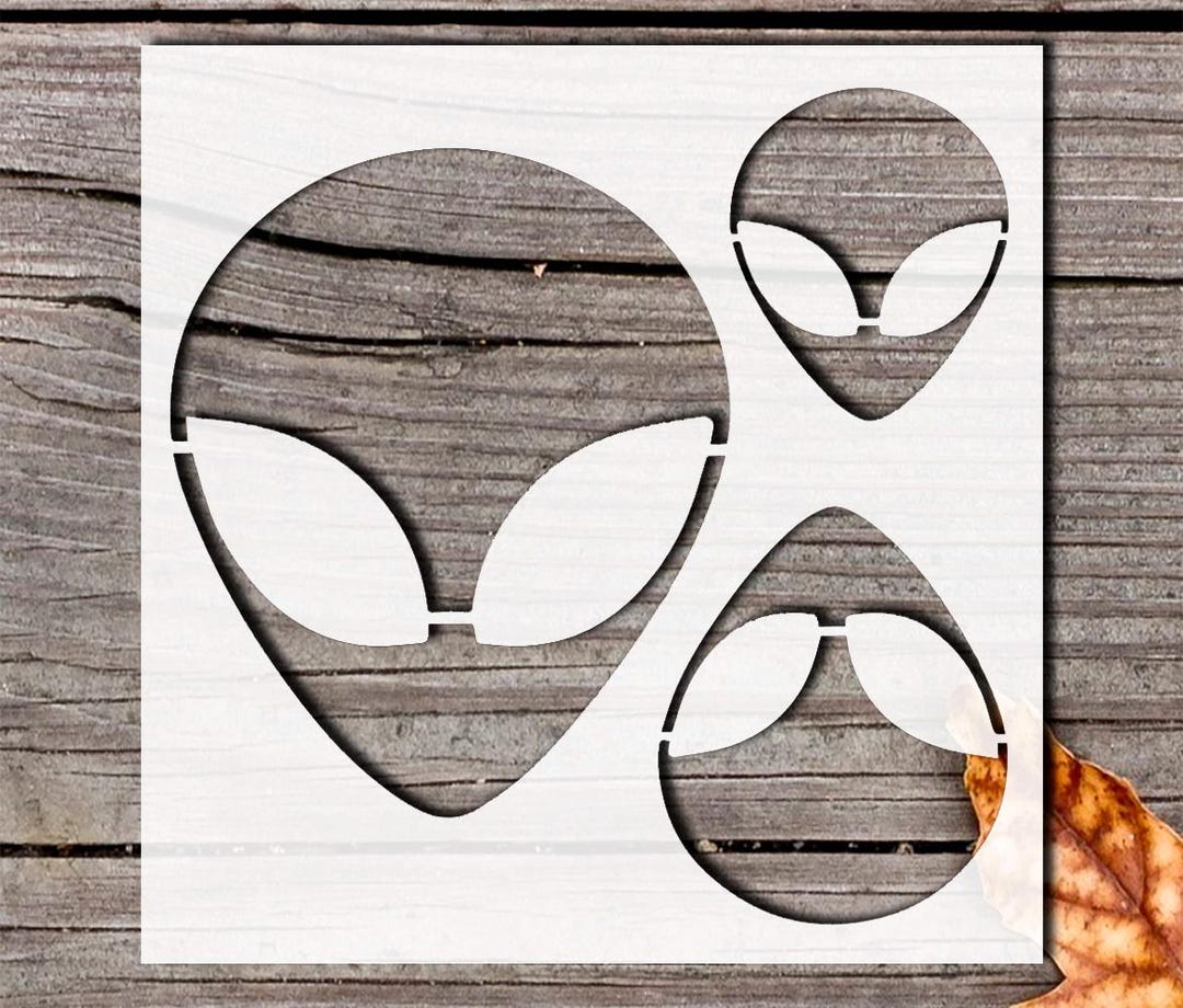 Alien Head Stencil - Reusable Plastic Template for Sci-fi Crafts ...