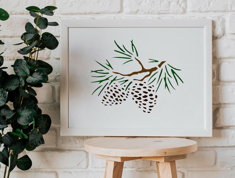 Pinecone Tree Branch Stencils for Painting, 10x8 Inch, Reusable Plastic ...