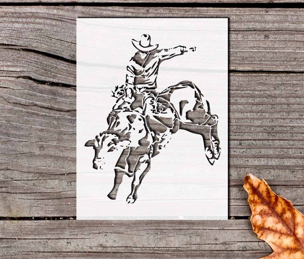Cowboy Bullrider Logo Stencil for Painting 8" X 6.5" Mylar Stencil for ...