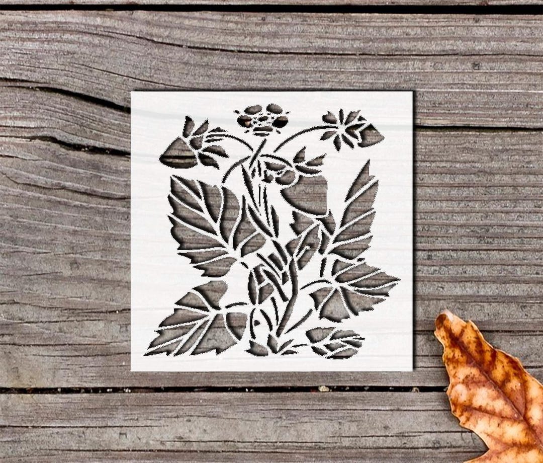 Reusable Floral Strawberries Stencil Template for Wall Art DIY Crafts ...