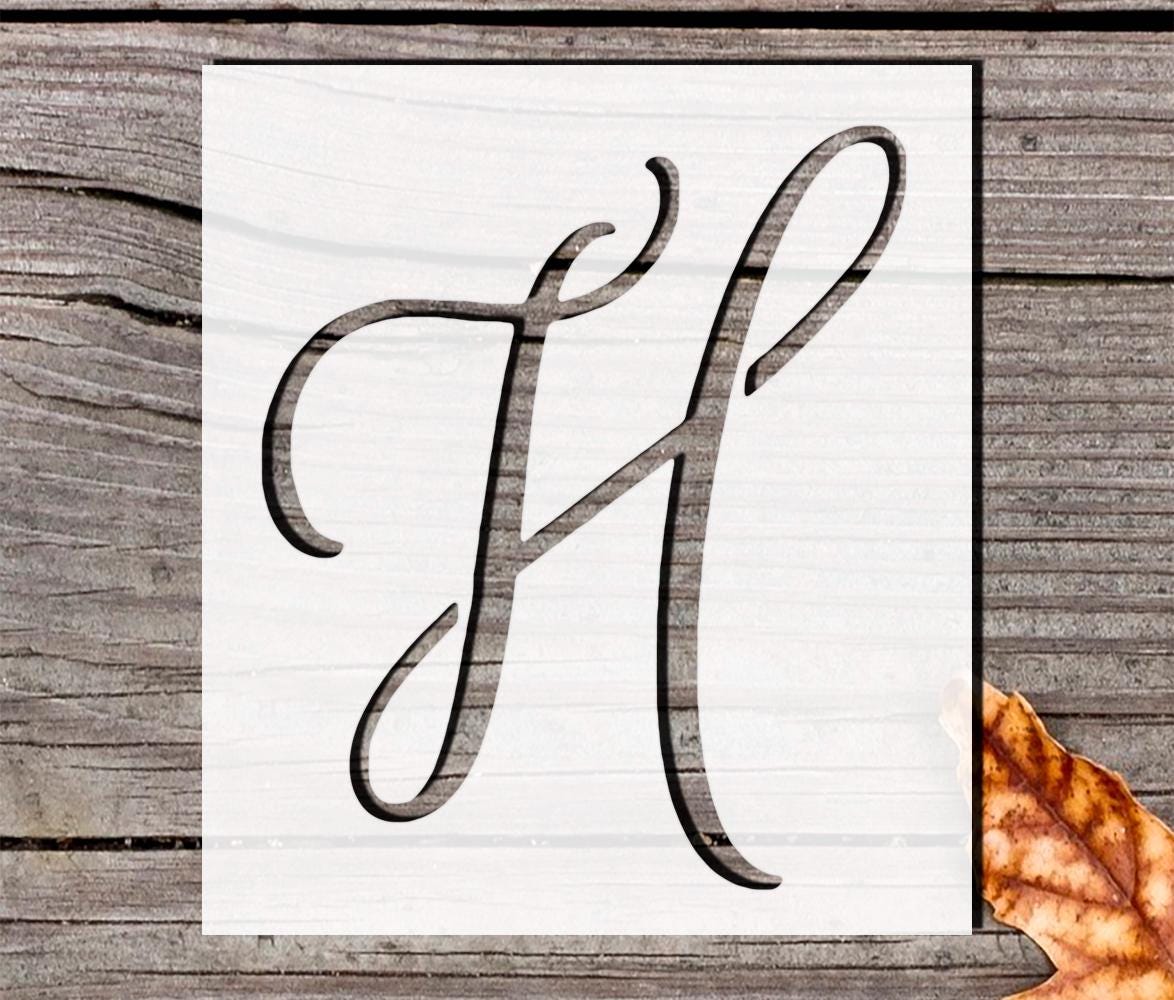 Large Script Cursive Letter H Stencils for Painting 8.5x11 Inch ...