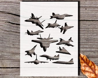 Airforce Fighter Jets Airplanes Stencils for Painting - 8.5 X 11 Inch ...