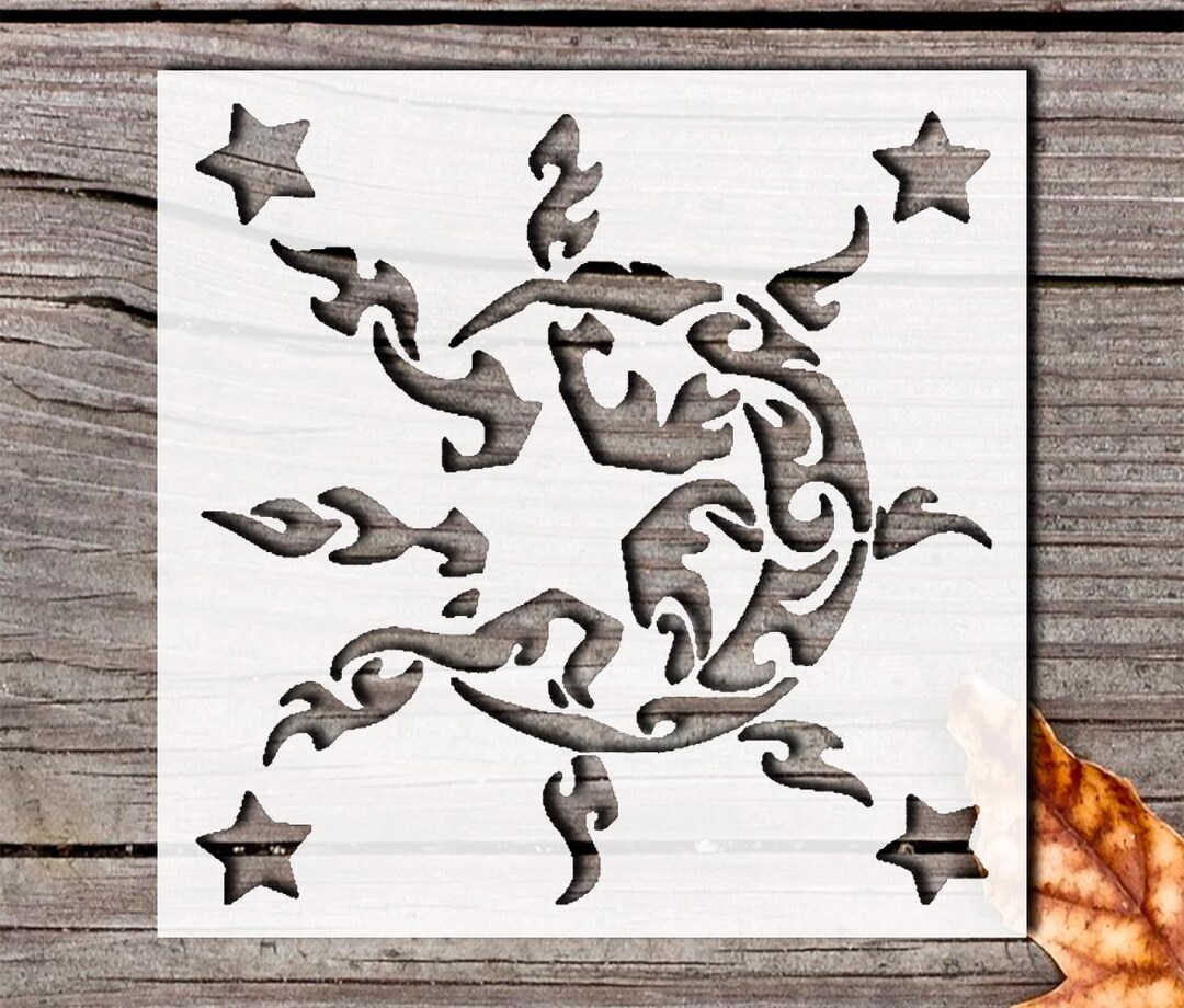 Celestial Moon Star Stencil - Reusable Template for Wall Art ...