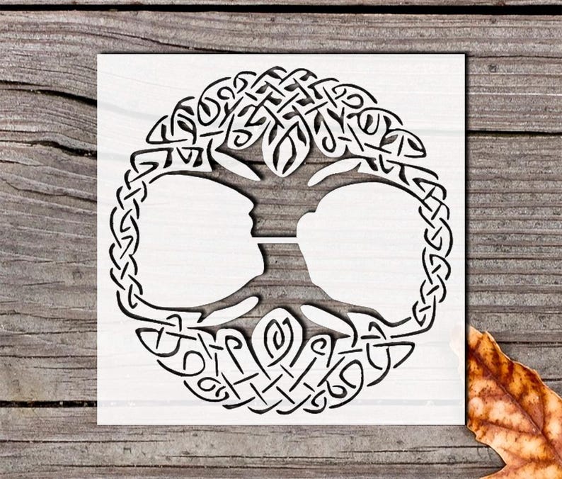 Celtic Tree Design Stencil for Painting – 8" X 8" Reusable Plastic ...