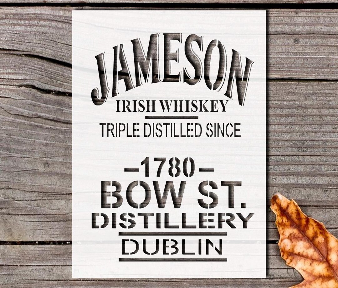Jameson Irish Whiskey Stencil Template for DIY Crafts - Reusable Wall ...